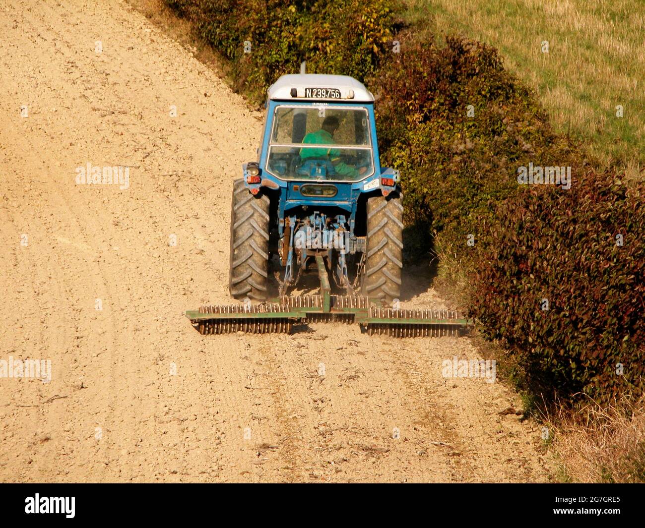 tractor with a roller on a steep slope , Austria Stock Photo - Alamy