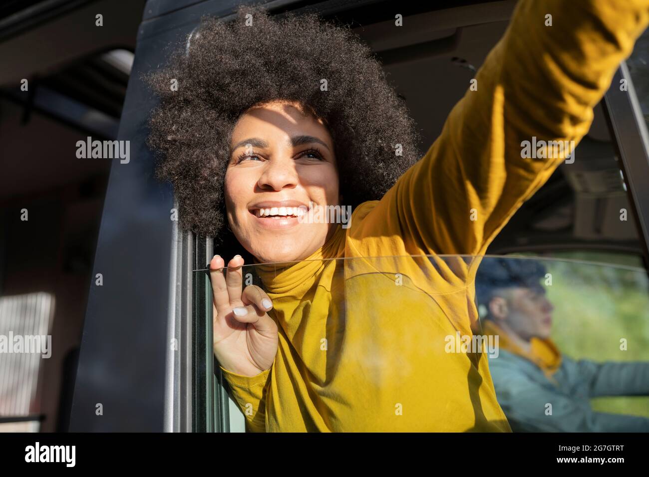 Excited African American Female Traveler Smiling And Taking Selfie