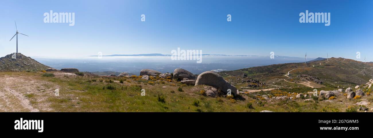 Panoramic and amazing view from the top of the Caramulo mountains over ...