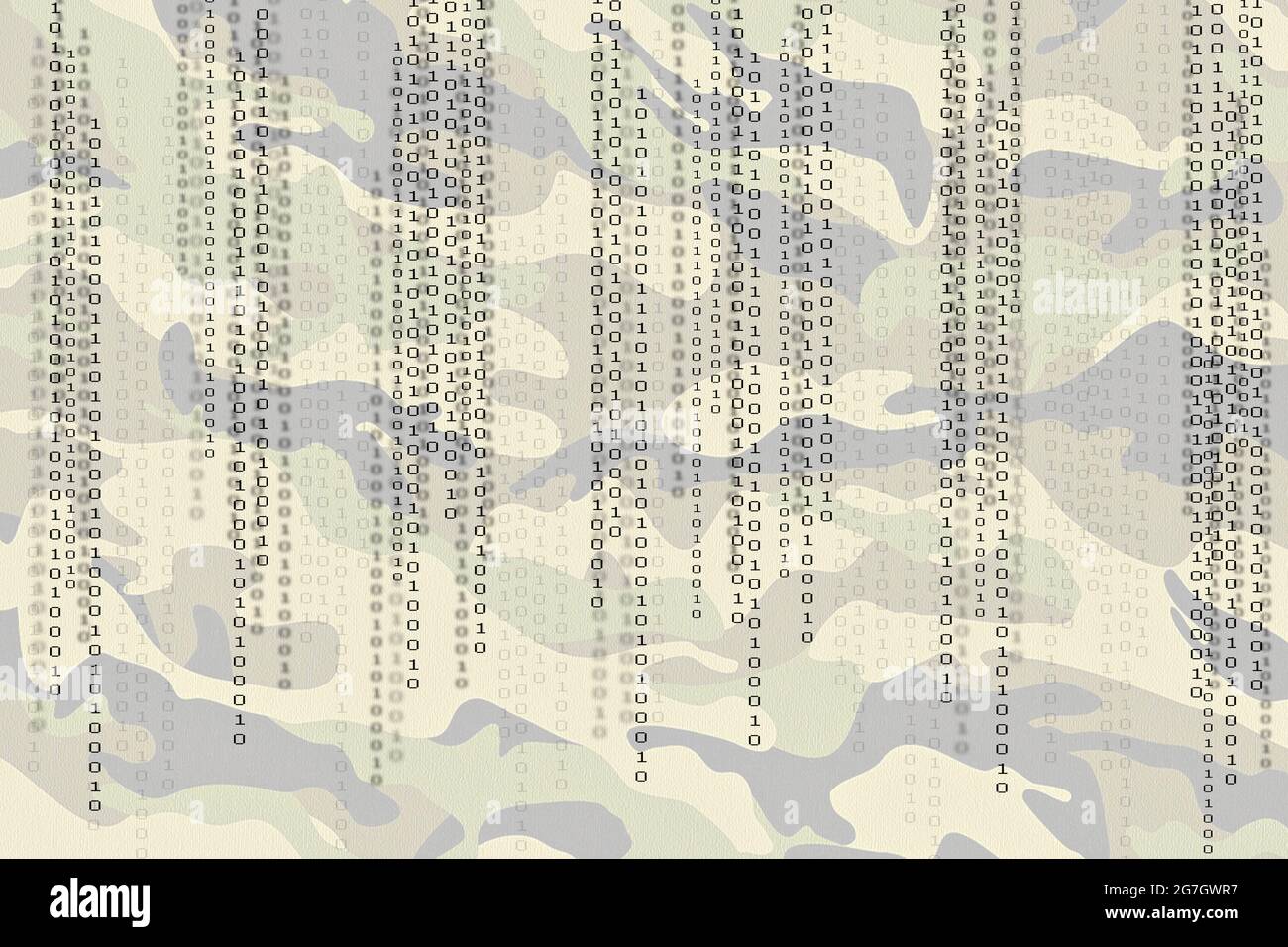 Binary code on military camouflage background. Hi - tech technology ...