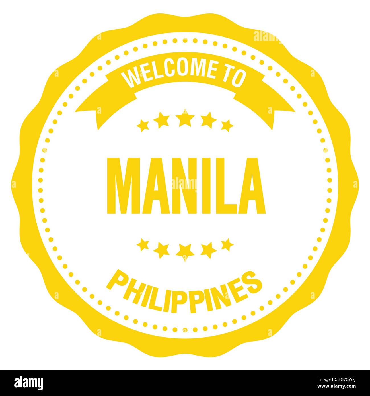 WELCOME TO MANILA - PHILIPPINES, words written on yellow round badge ...