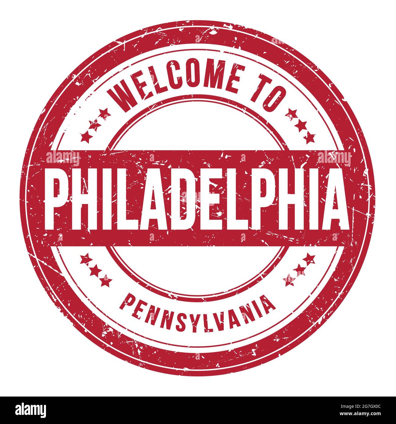 WELCOME TO PHILADELPHIA - PENNSYLVANIA, words written on red round coin ...