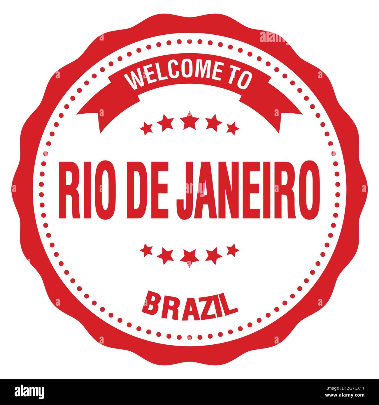 WELCOME TO RIO DE JANEIRO - BRAZIL, words written on red round badge ...