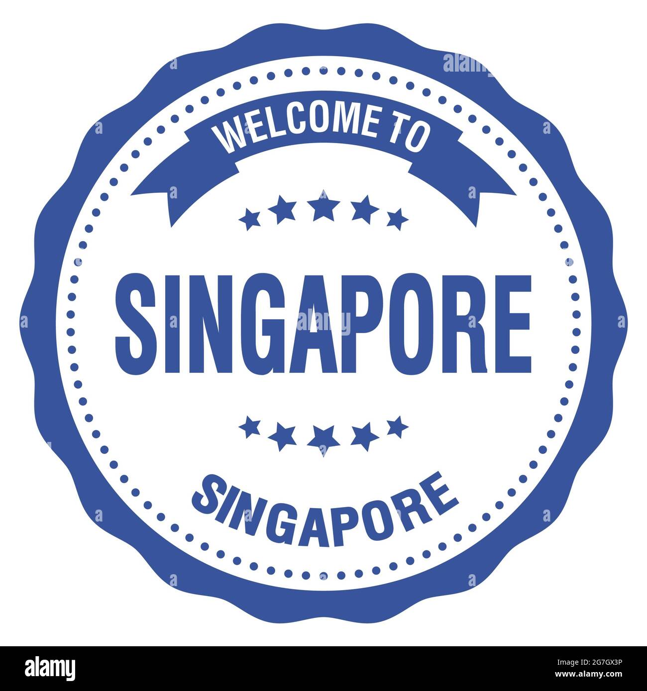WELCOME TO SINGAPORE - SINGAPORE, words written on blue round badge ...