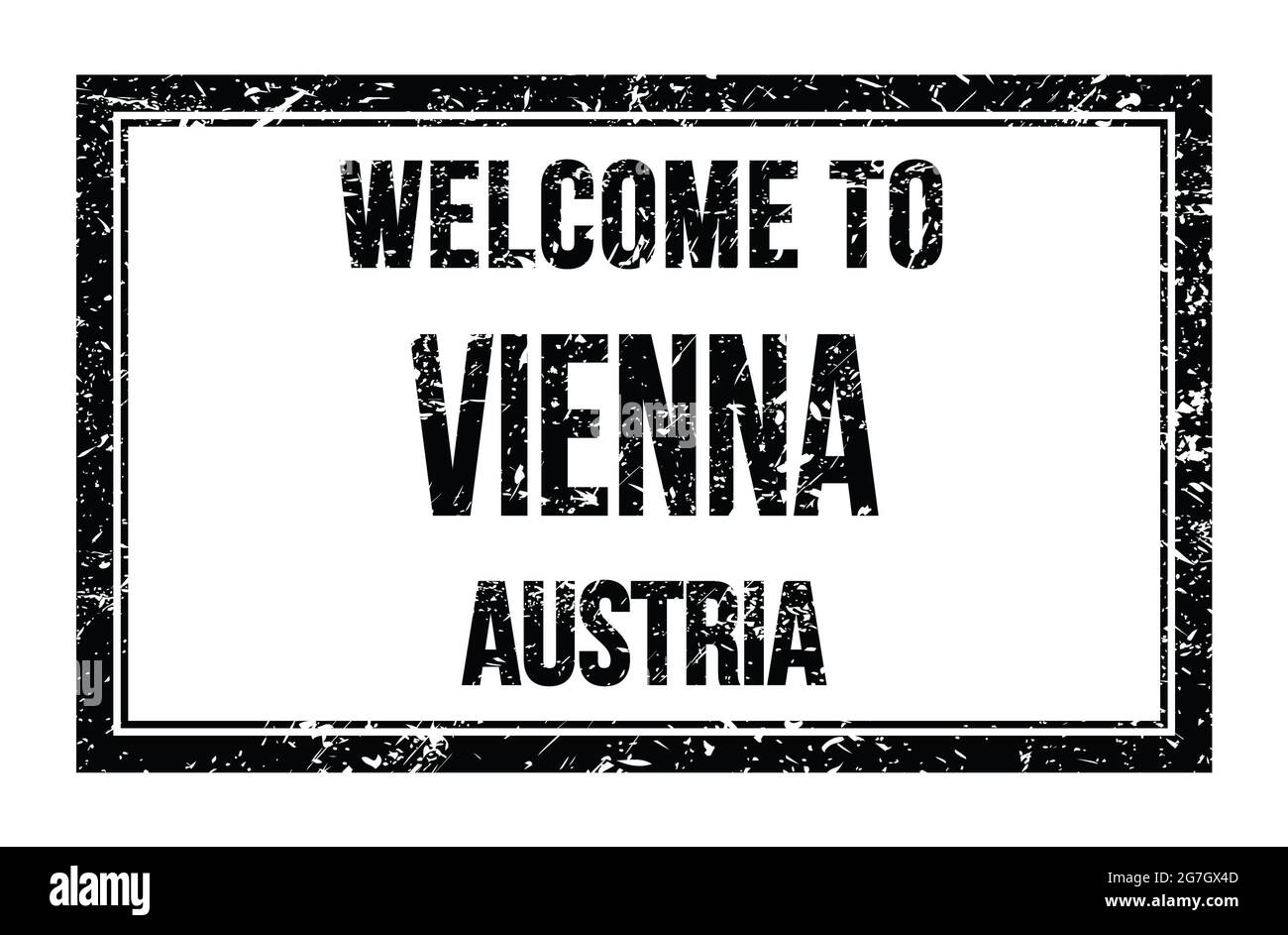 WELCOME TO VIENNA - AUSTRIA, words written on black rectangle post ...