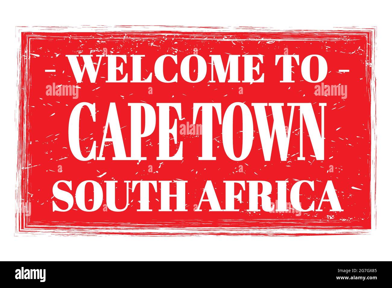 WELCOME TO CAPE TOWN - SOUTH AFRICA, words written on red rectangle ...