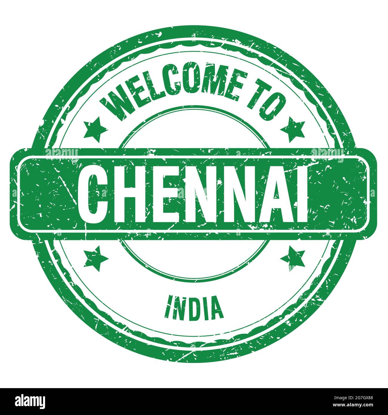 WELCOME TO CHENNAI - INDIA, words written on green grungy stamp Stock ...