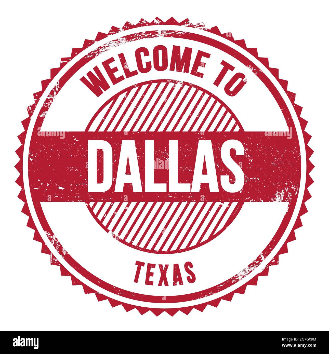 WELCOME TO DALLAS - TEXAS, words written on red zig zag stamp Stock ...