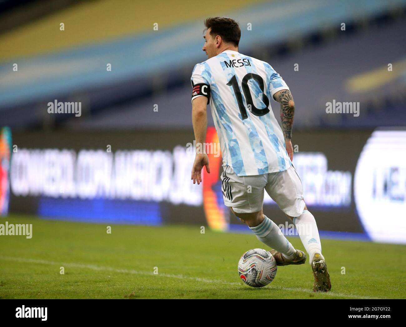 RIO DE JANEIRO, BRAZIL - JULY 10: Lionel Messi of Argentina in action ...