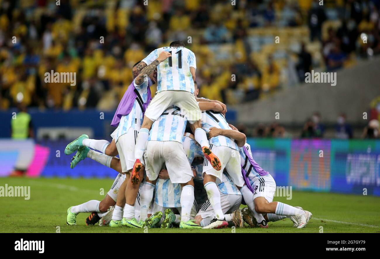 RIO DE JANEIRO, BRAZIL - JULY 10: Players of Argentina celebrates after ...