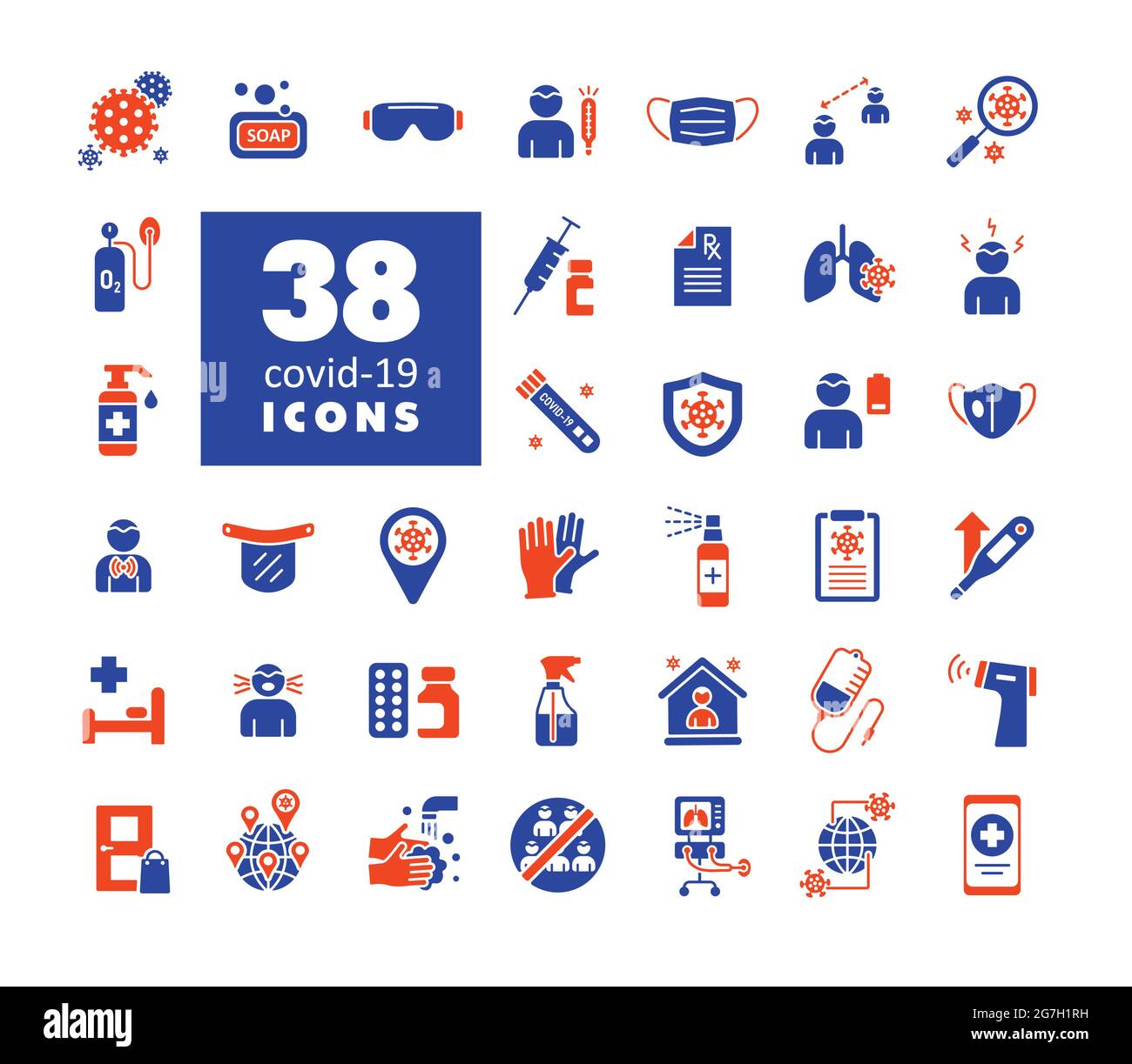 Set corona virus vector icons. Symptoms and protective antivirus glyph ...