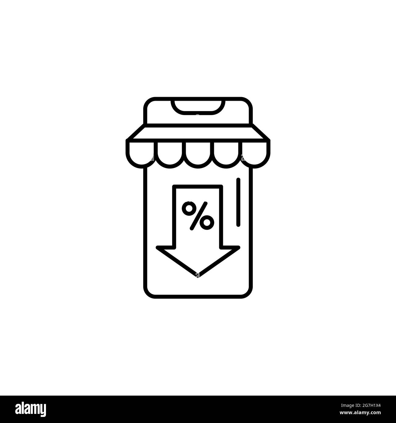 E-commerce smartphone, discount, store outline vector icon Stock Vector ...