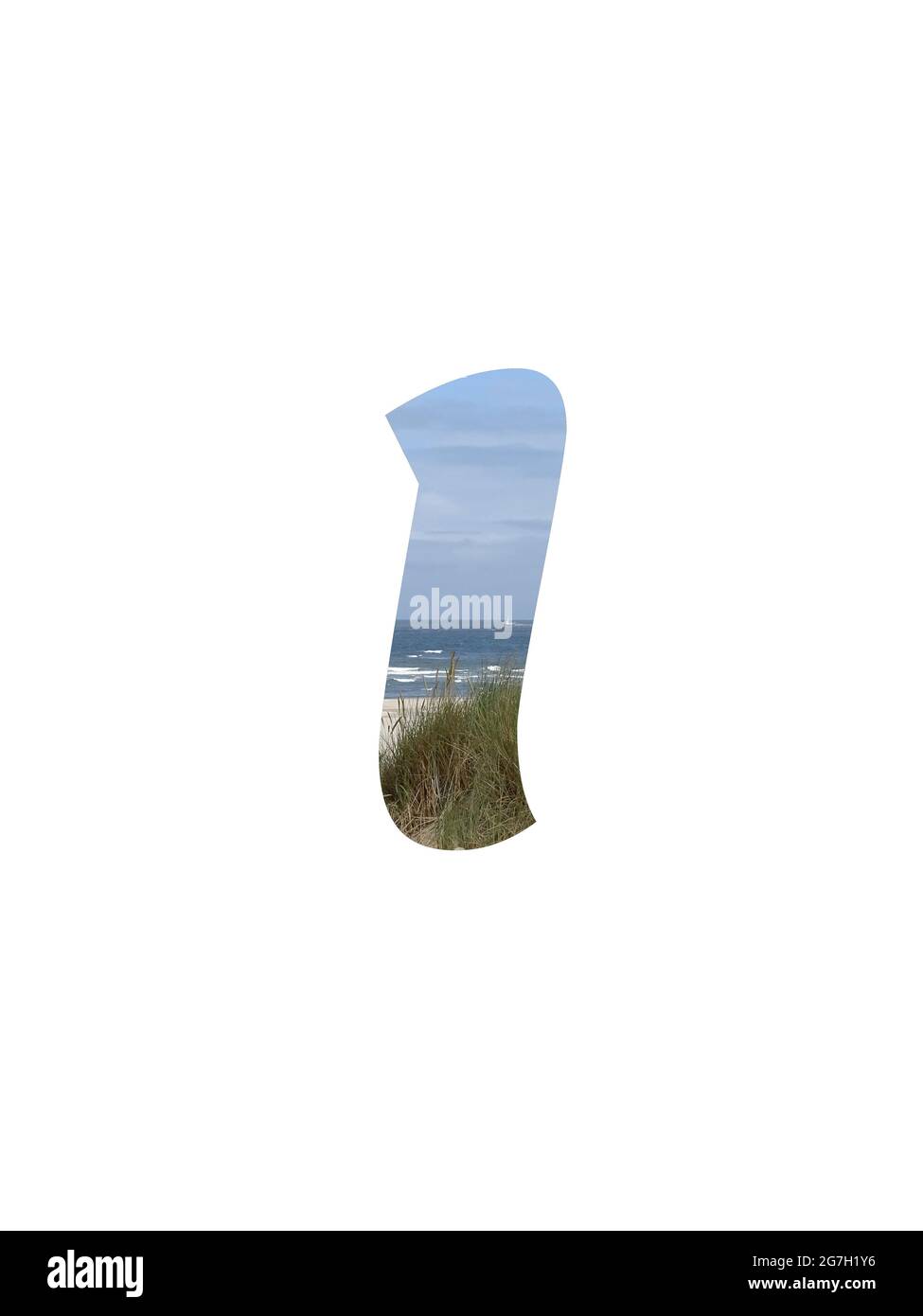 Letter I of the alphabet made with a landscape with beach, sea, blue ...