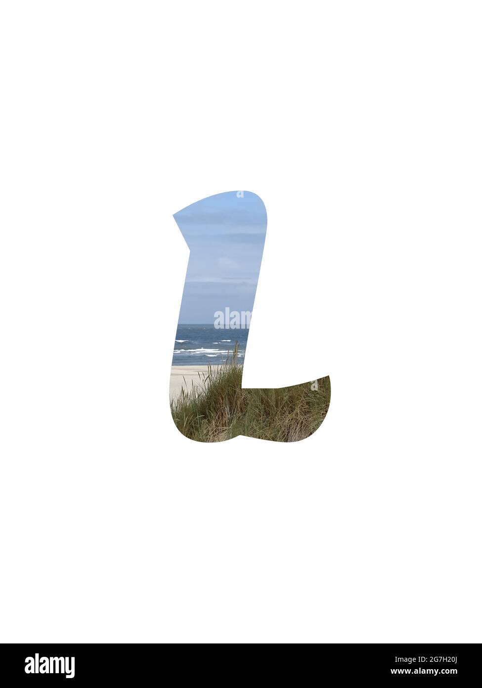 Letter L of the alphabet made with a landscape with beach, sea, blue ...