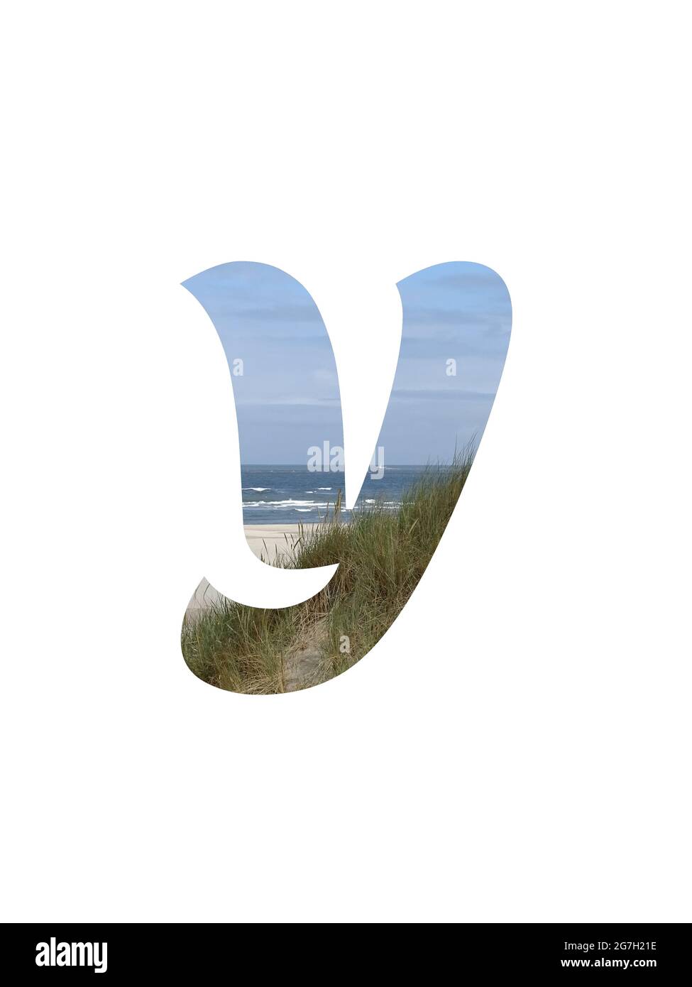 Letter Y of the alphabet made with a landscape with beach, sea, blue ...