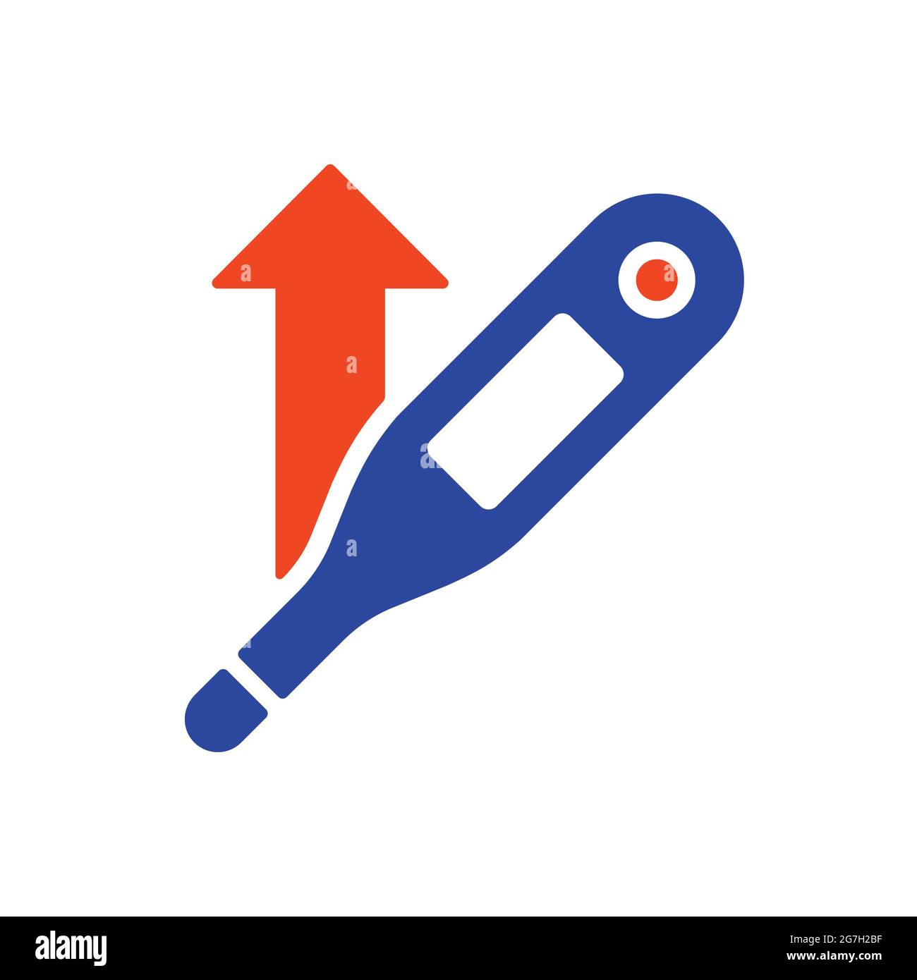 Increased temperature with thermometer vector glyph icon. Medical sign ...