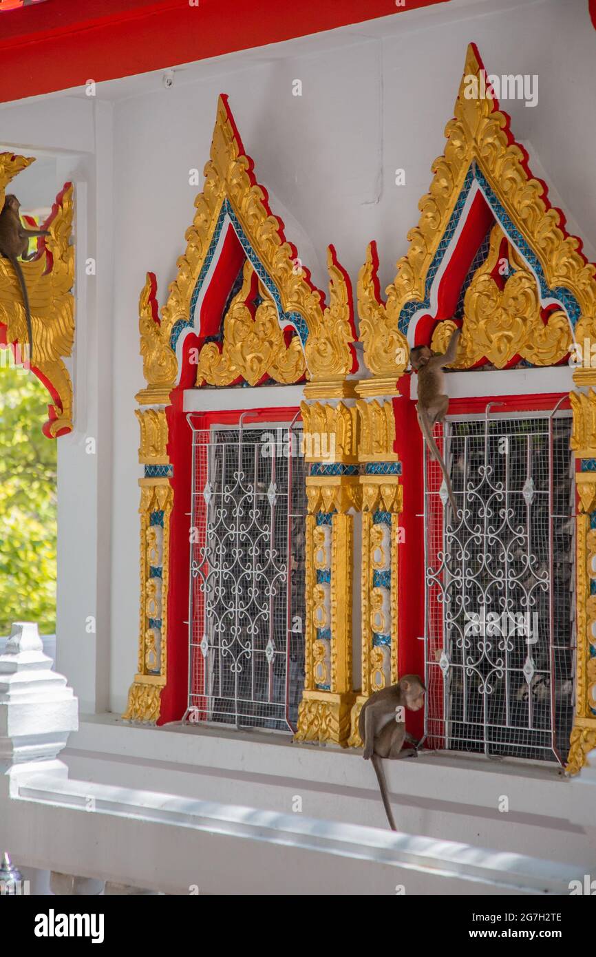 Aerial view of Wat Phra Phutthachai in Saraburi, Thailand, south east ...