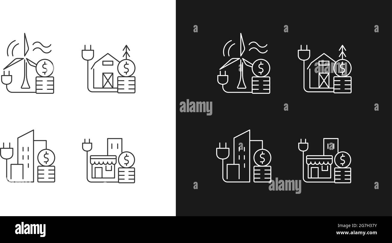 Electricity cost linear icons set for dark and light mode Stock Vector ...