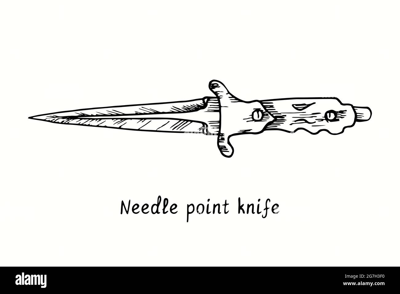 Needle point knife type. Ink black and white drawing outline ...