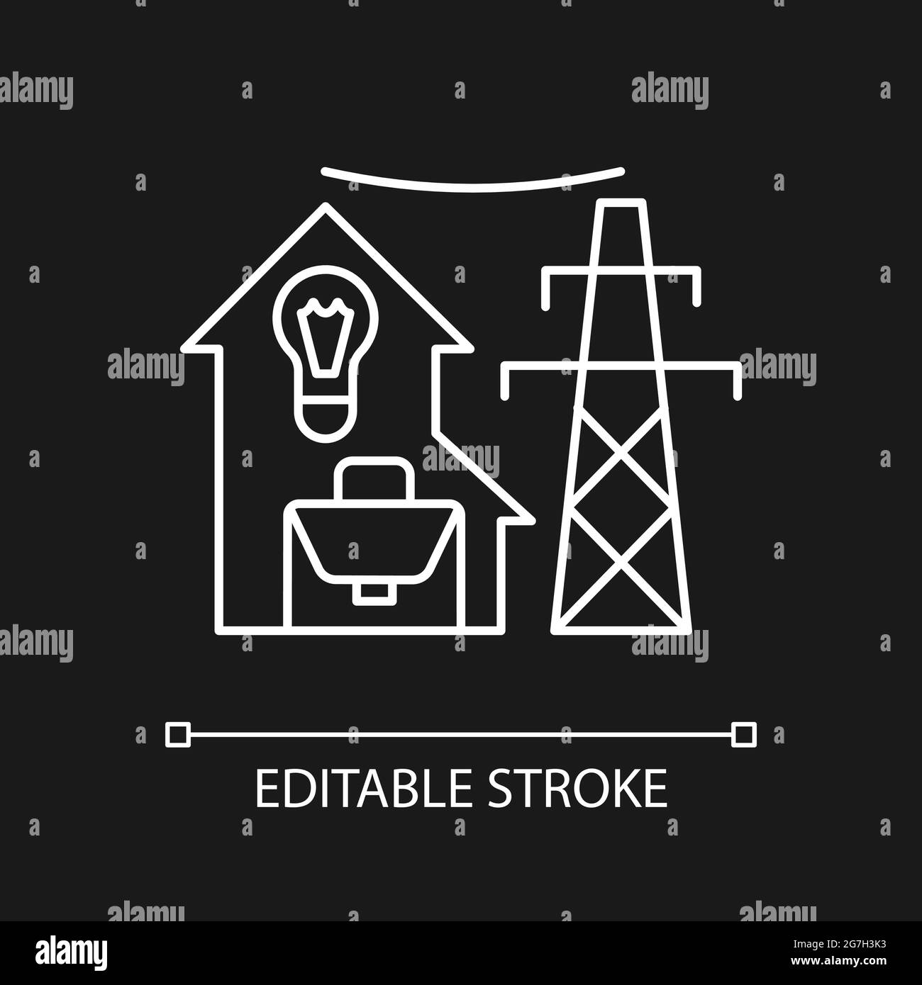 Electric utility white linear icon for dark theme Stock Vector Image ...