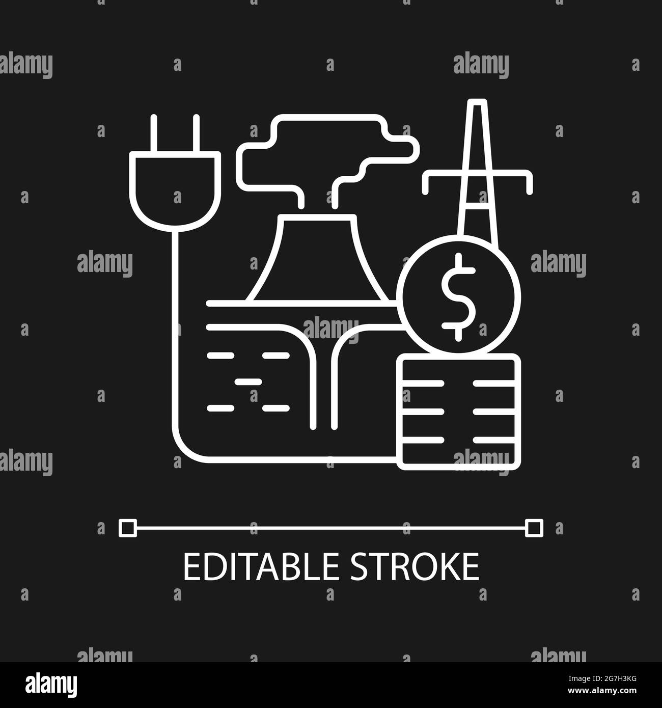Geothermal energy price white linear icon for dark theme Stock Vector ...