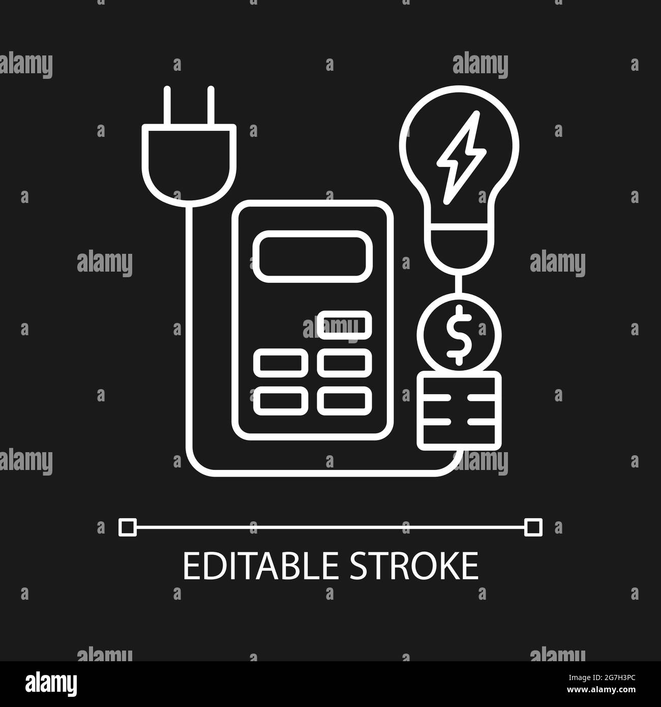 Energy price rebates white linear icon for dark theme Stock Vector ...