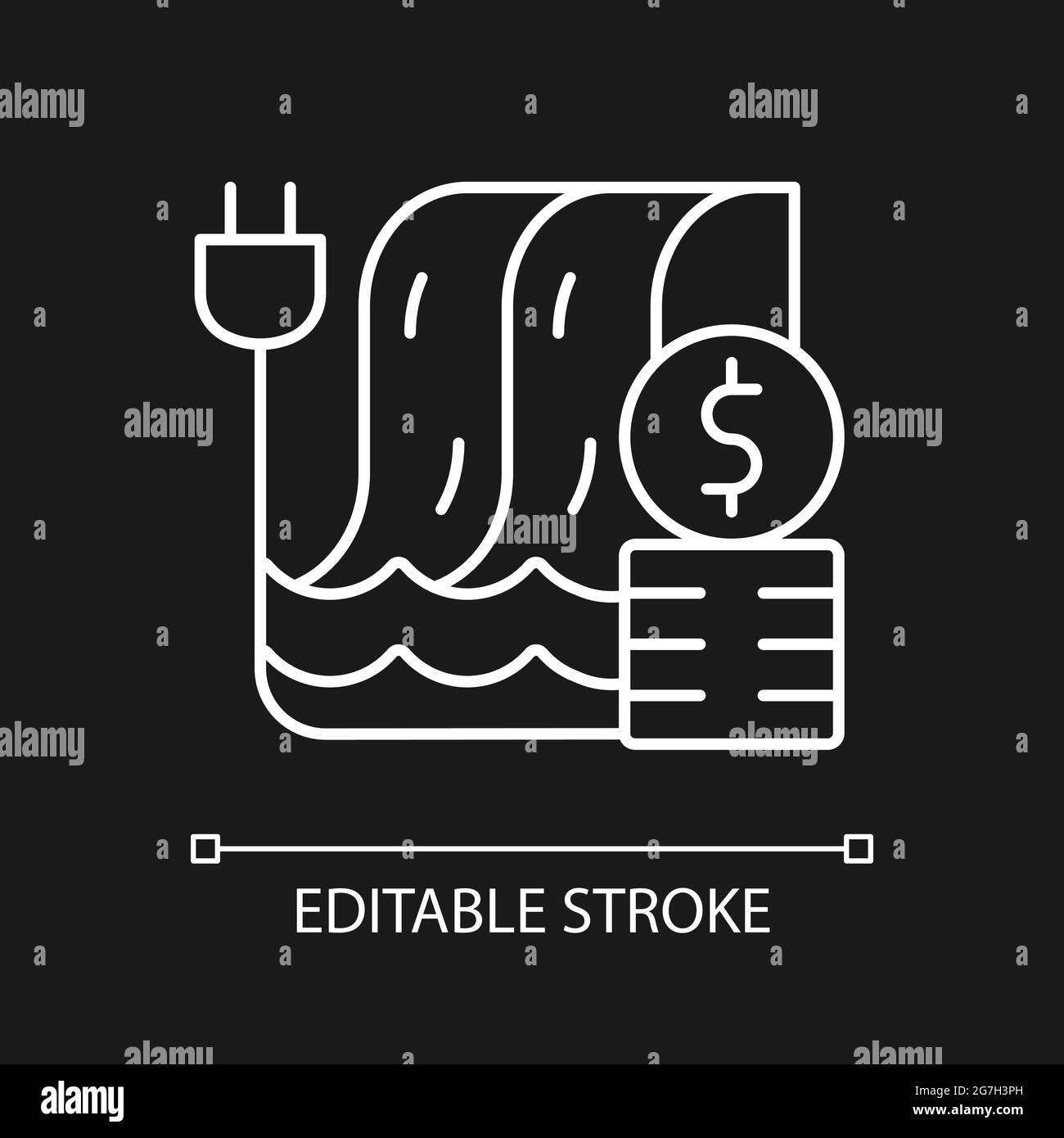 Hydropower pricing white linear icon for dark theme Stock Vector Image ...