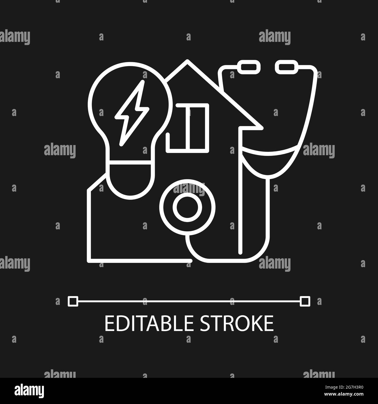 Energy audit white linear icon for dark theme Stock Vector Image & Art ...