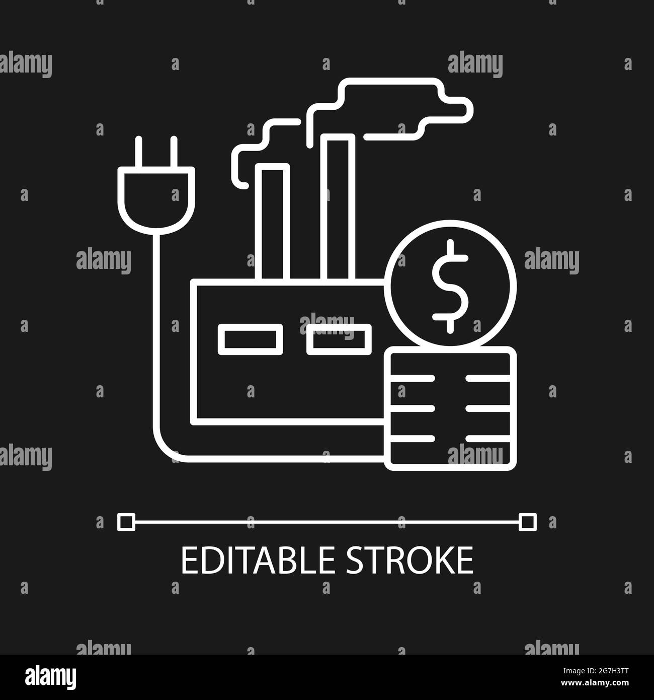 Energy price for industry white linear icon for dark theme Stock Vector ...