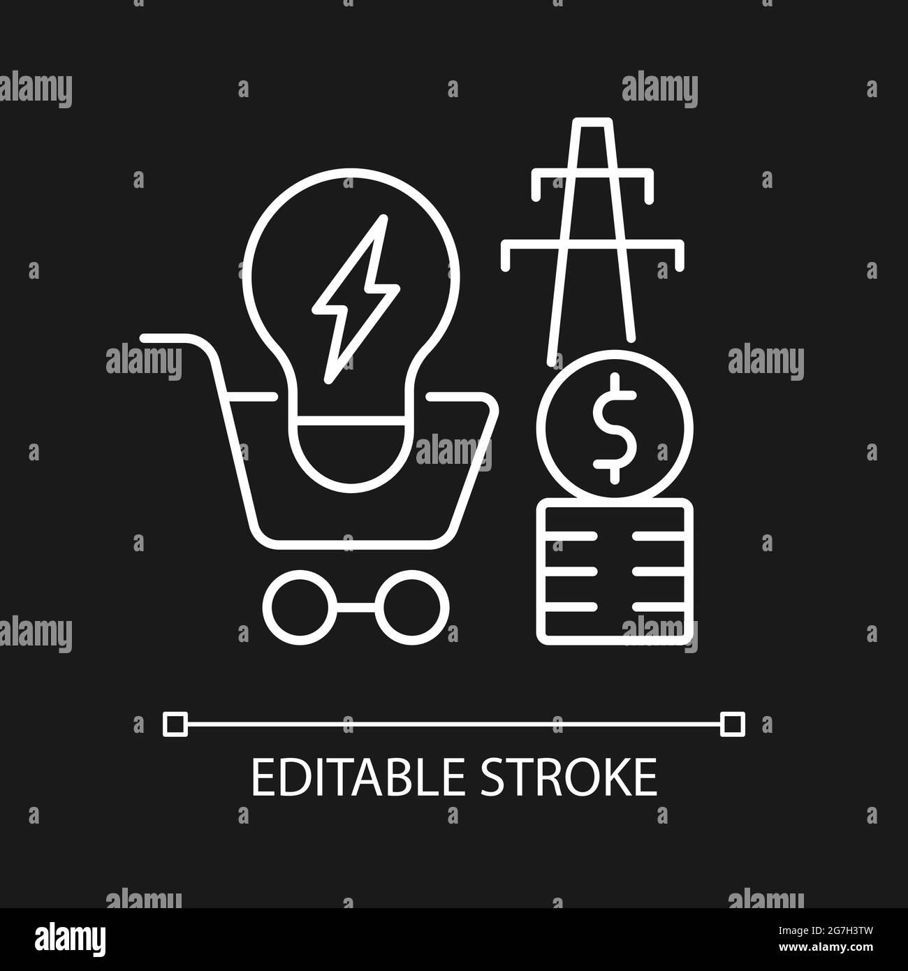 Electricity demand white linear icon for dark theme Stock Vector Image ...