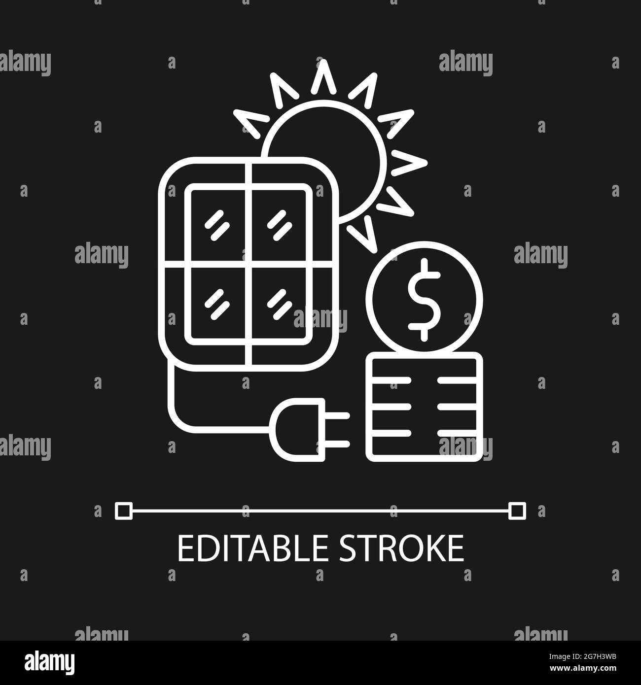 Solar energy price white linear icon for dark theme Stock Vector Image ...