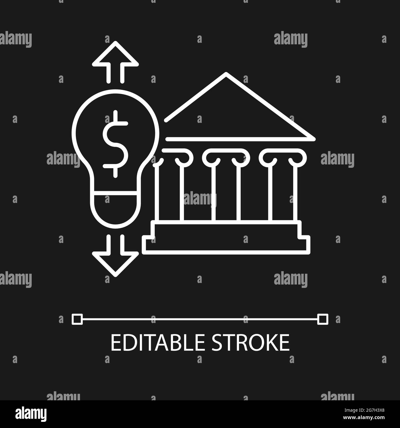 Government energy price regulation white linear icon for dark theme ...