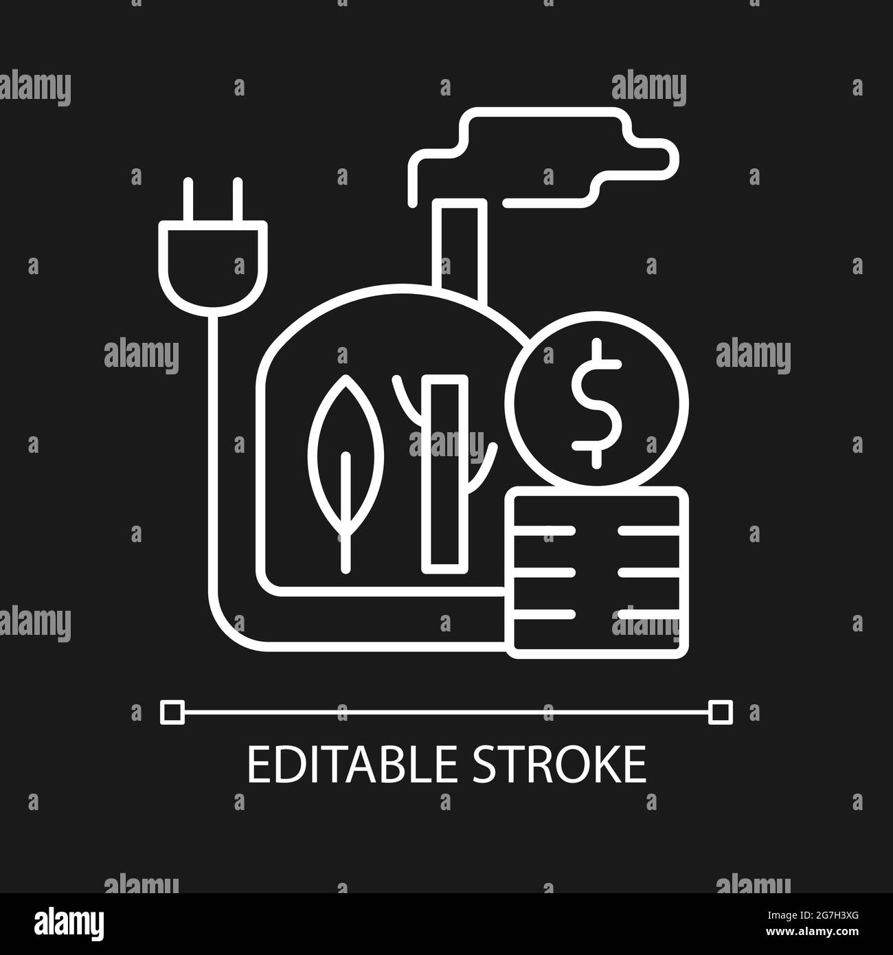 Biomass energy price white linear icon for dark theme Stock Vector ...