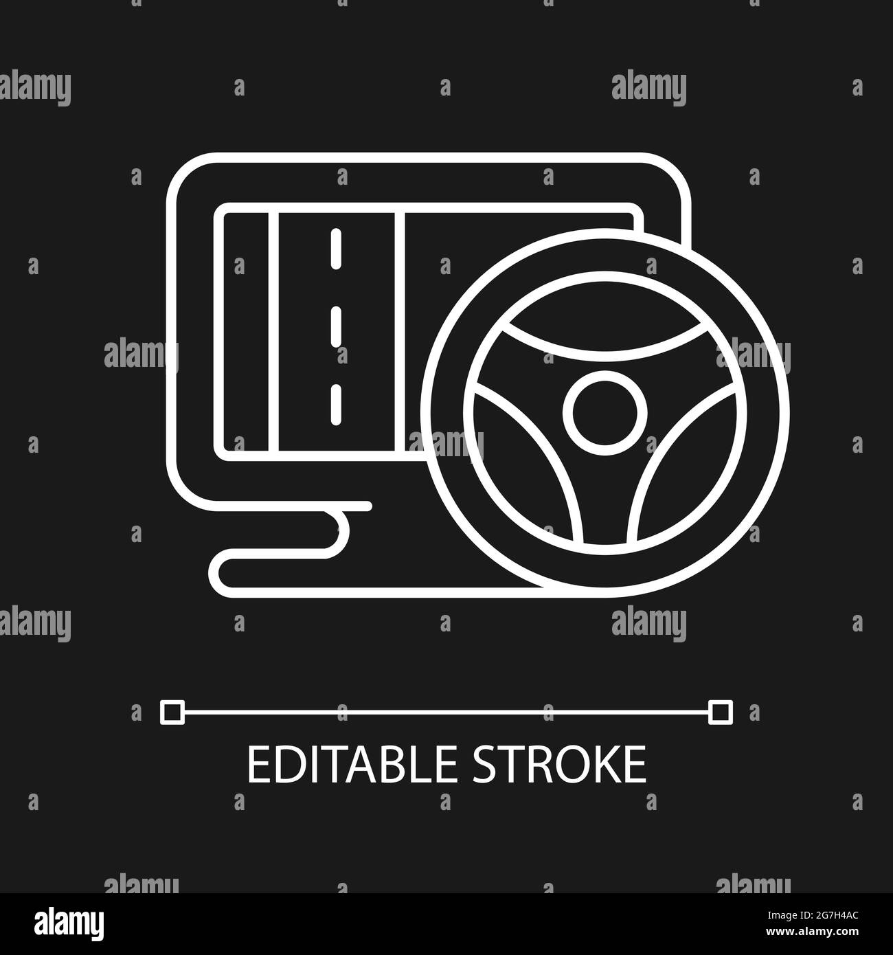 Vehicle simulation white linear icon for dark theme Stock Vector Image ...