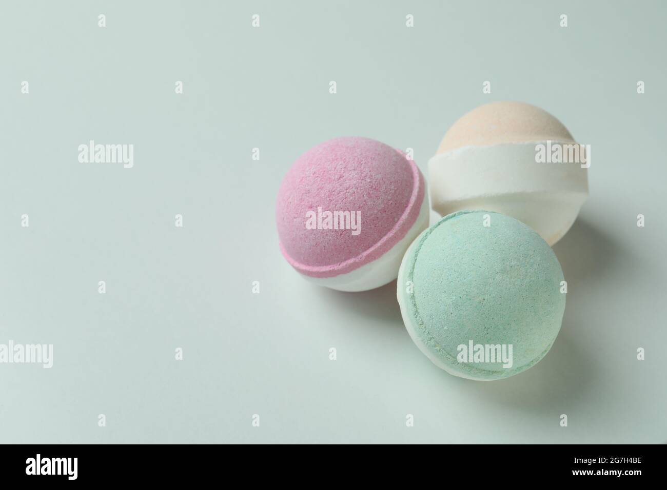Colorful bath balls on white background, close up Stock Photo - Alamy