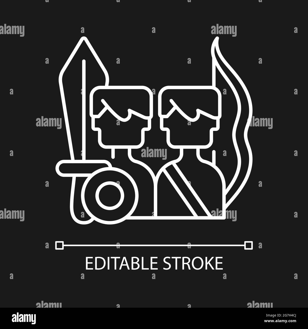 Multiplayer online battle arena game white linear icon for dark theme ...