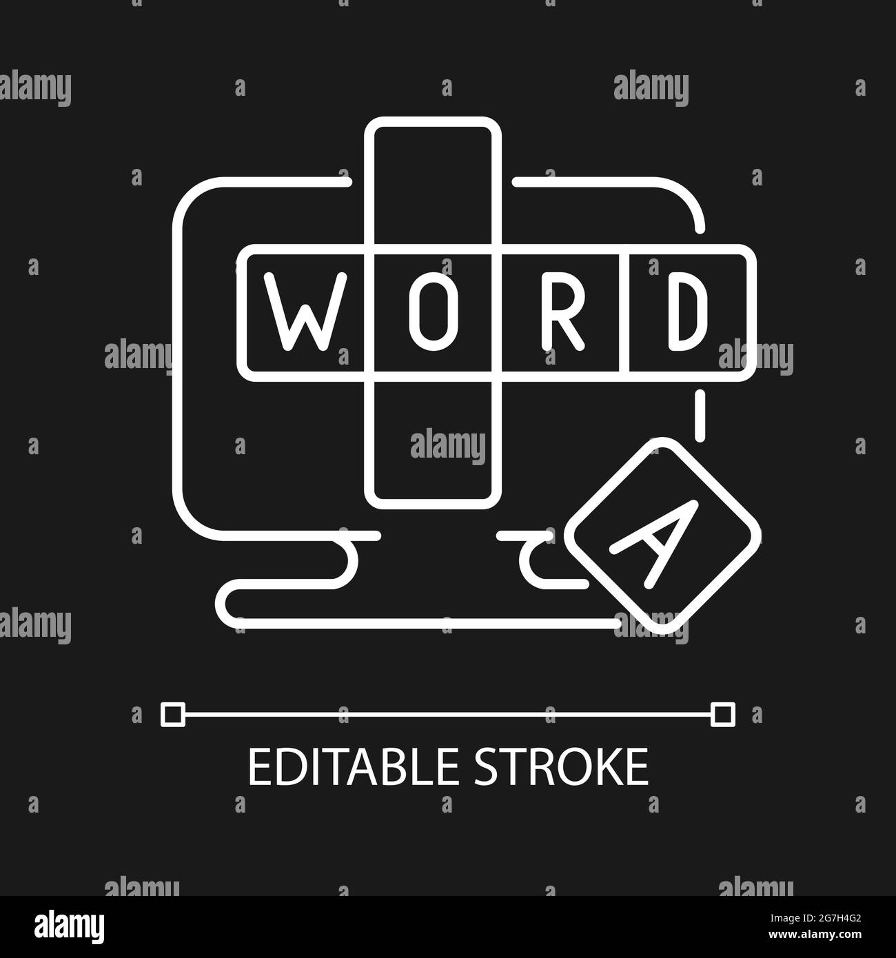 Online word games white linear icon for dark theme Stock Vector Image ...