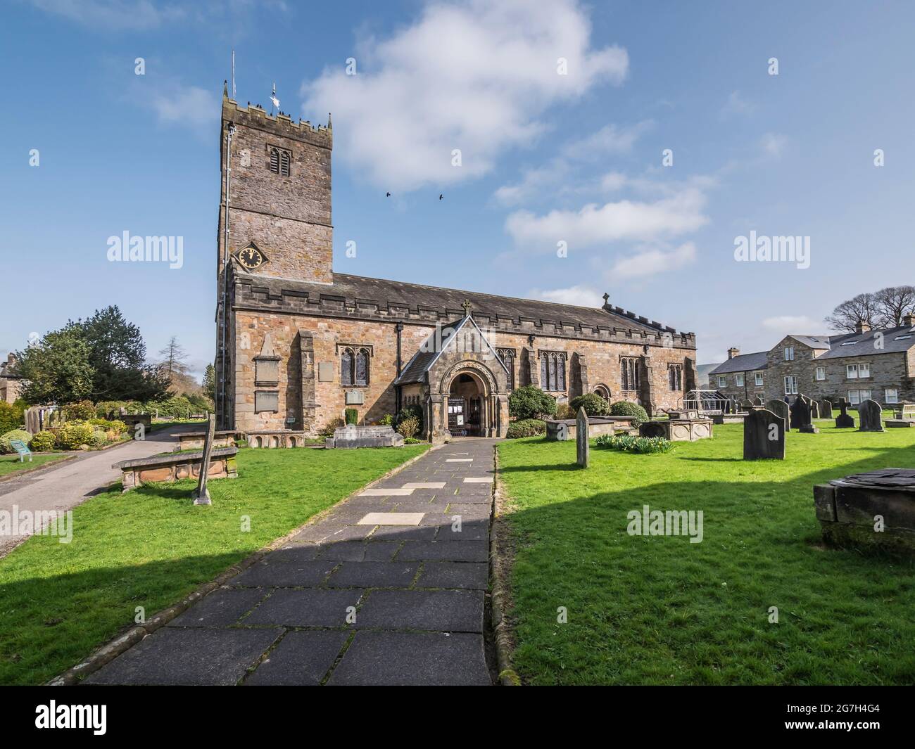 The image is of the 10th cent church of St Mary's in the South Cumbrian ...