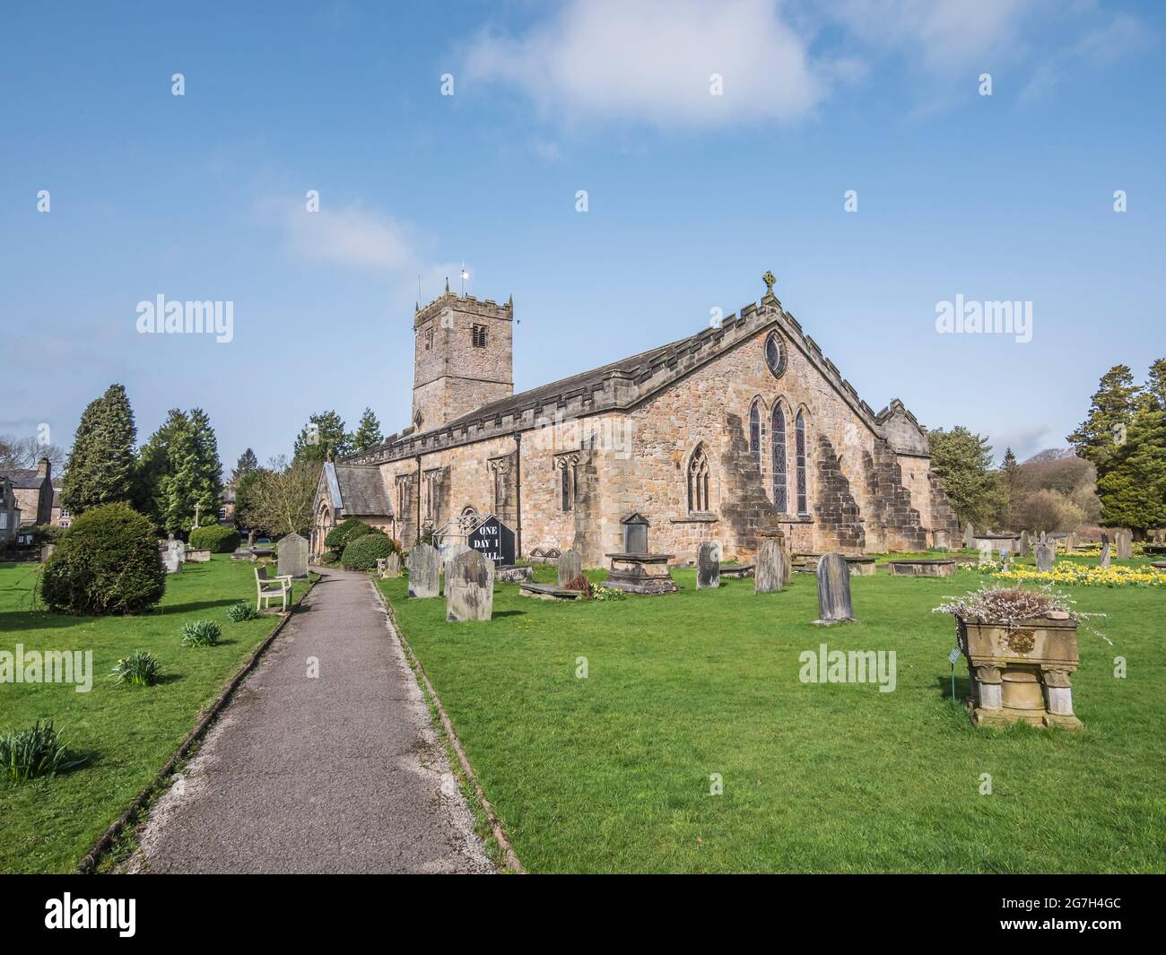 The image is of the 10th cent church of St Mary's in the South Cumbrian ...