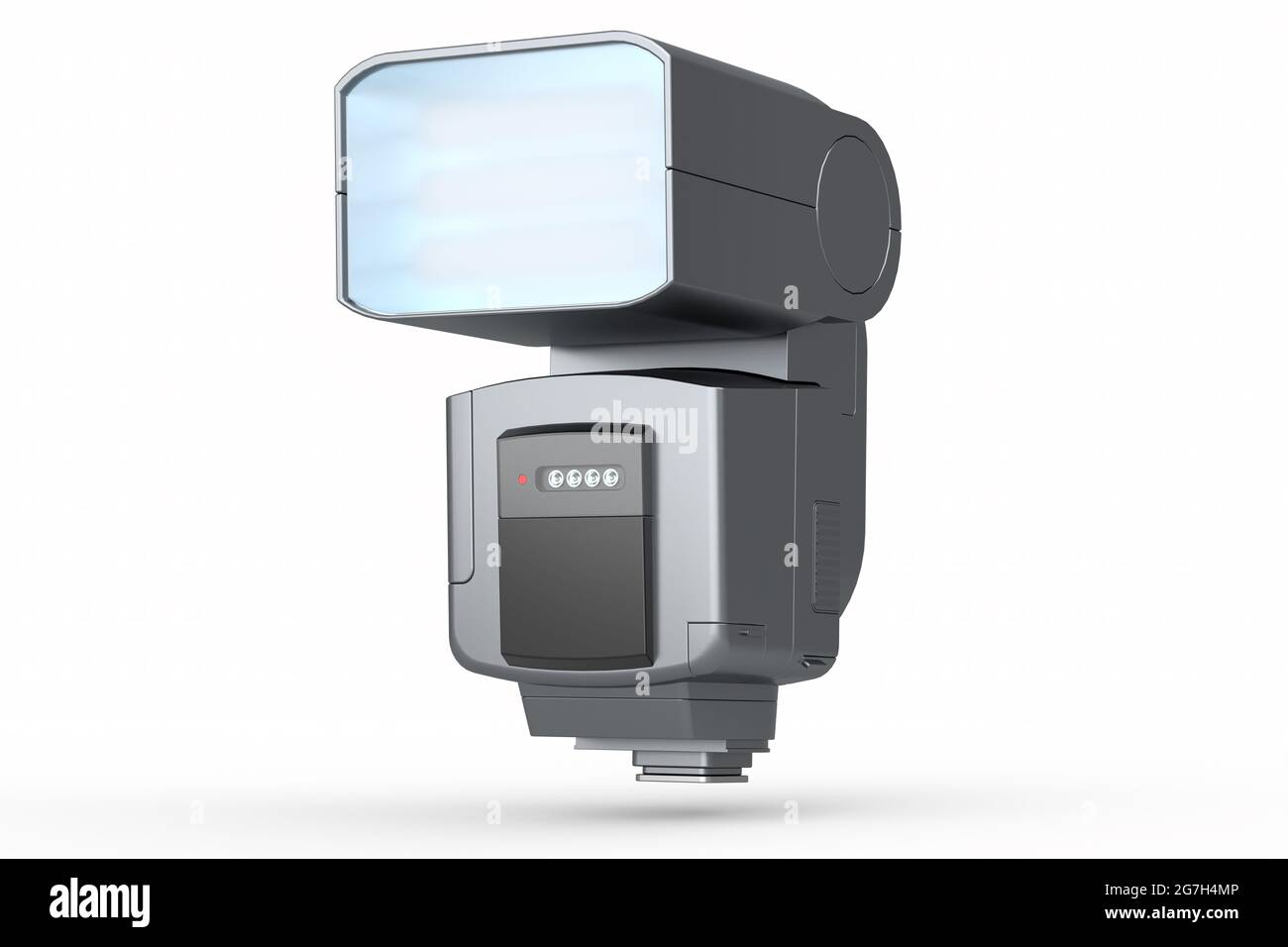 Camera external flash speedlight isolated on white background. 3D ...