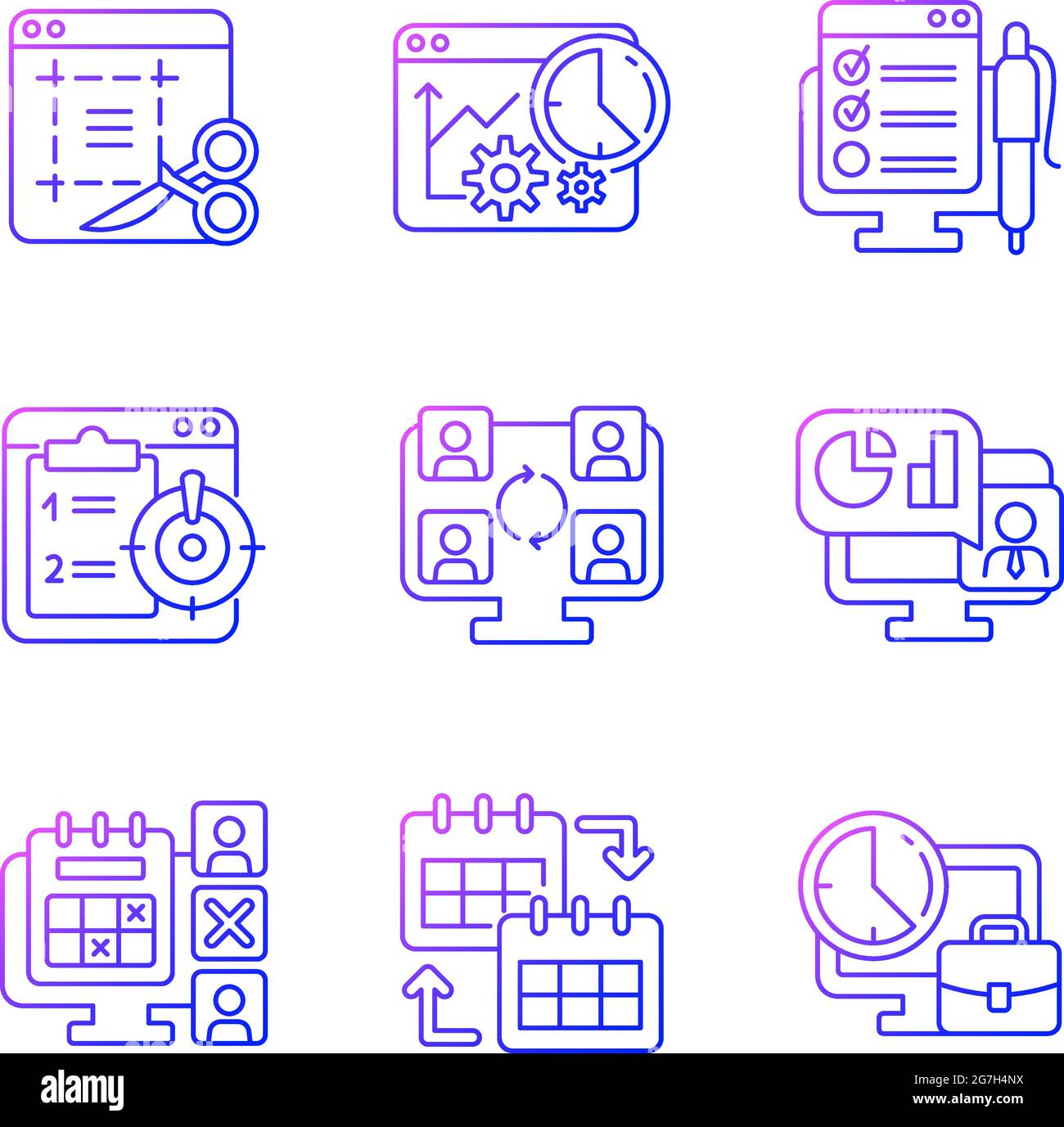 Work monitoring tools gradient linear vector icons set Stock Vector ...
