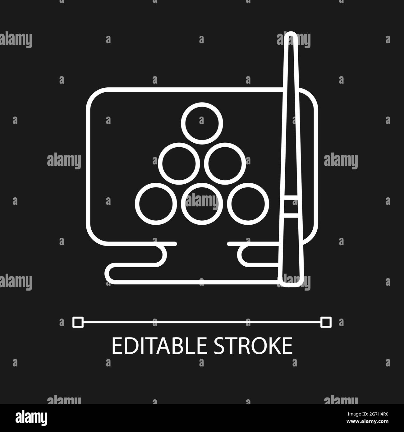 Online billiard games white linear icon for dark theme Stock Vector ...