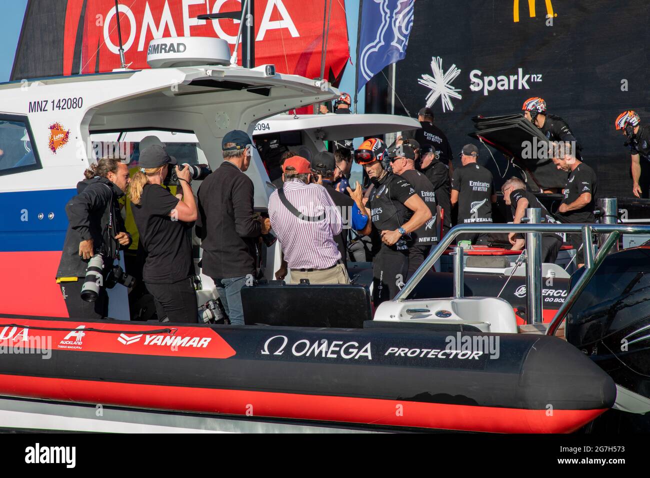 The press photographing father and son Andy Tuke and Blair Tuke and ...