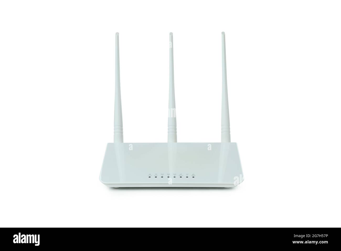 Wi-Fi router with external antennas isolated on white background Stock ...