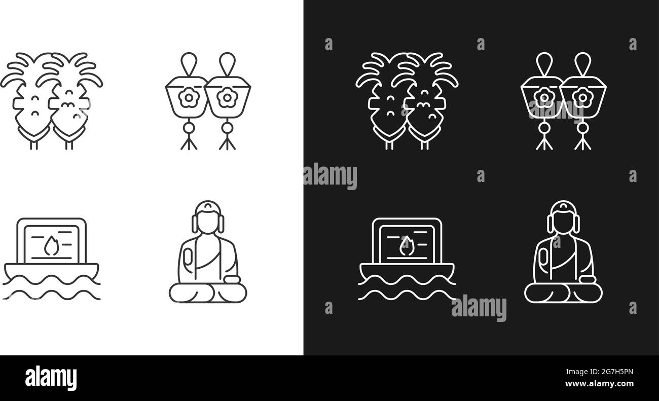 Taiwanese culture linear icons set for dark and light mode Stock Vector ...