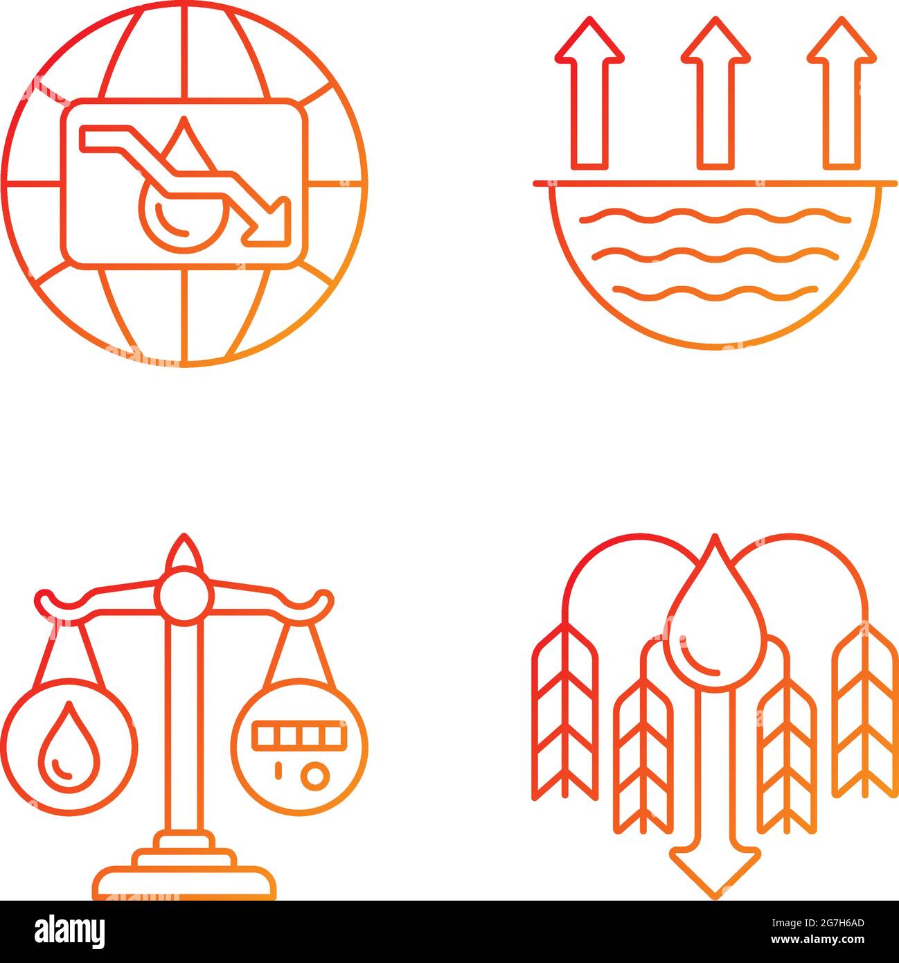 Suffering from water shortage gradient linear vector icons set Stock Vector Image & Art - Alamy