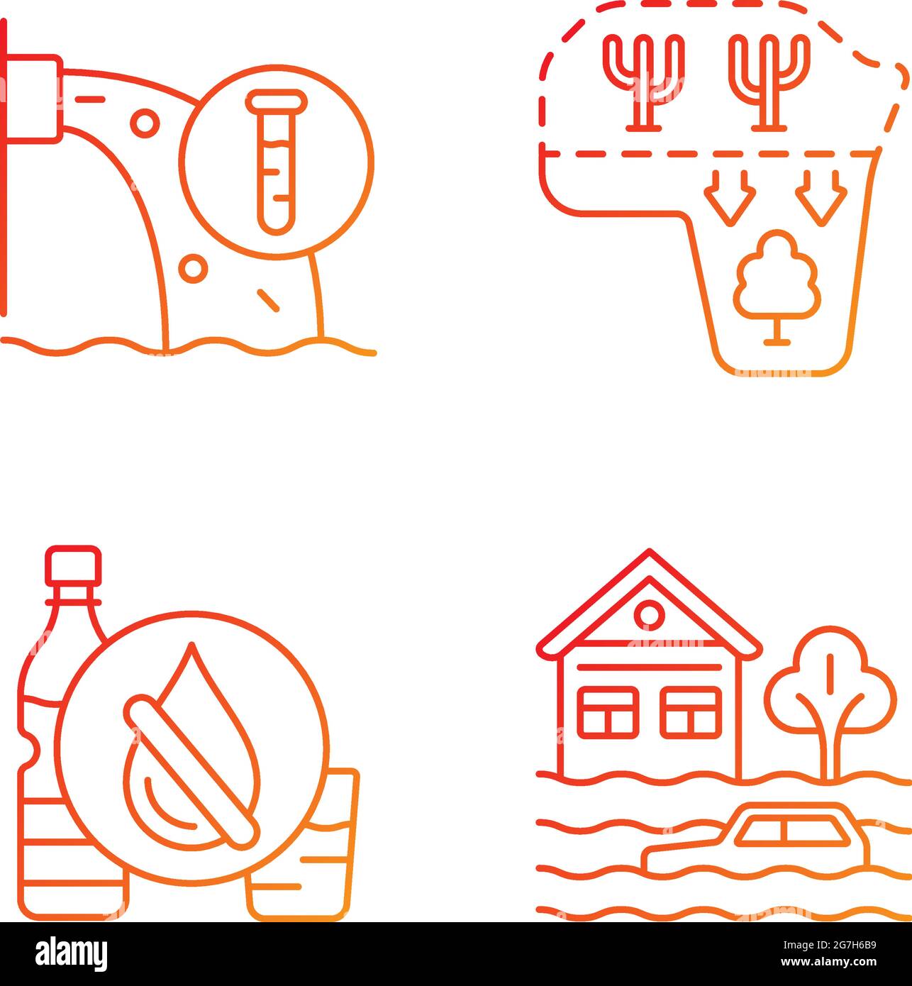 Water stress gradient linear vector icons set Stock Vector Image & Art ...