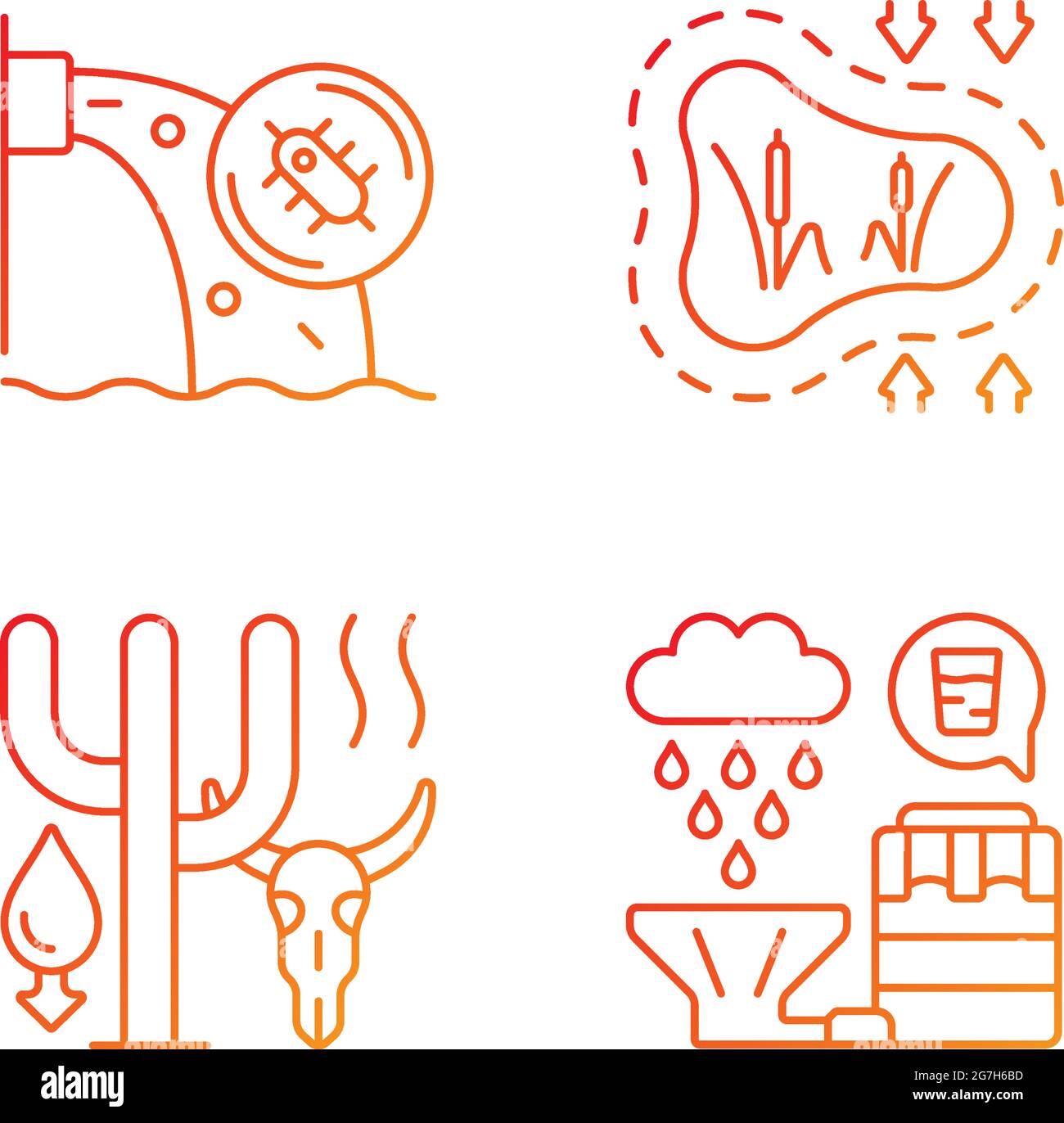 Worldwide rising water demand gradient linear vector icons set Stock ...