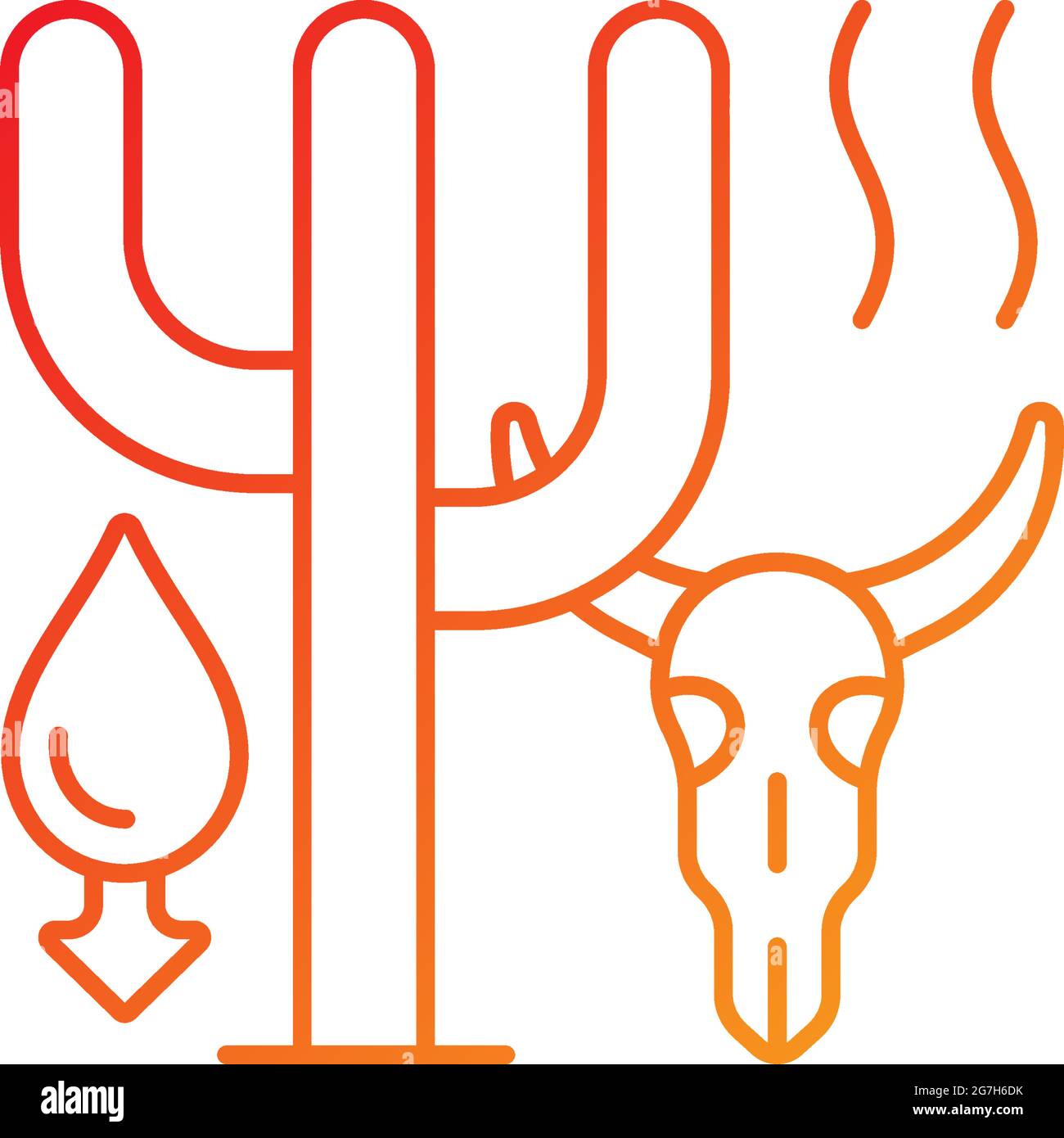 Extreme drought causing animals extinction gradient linear vector icon ...