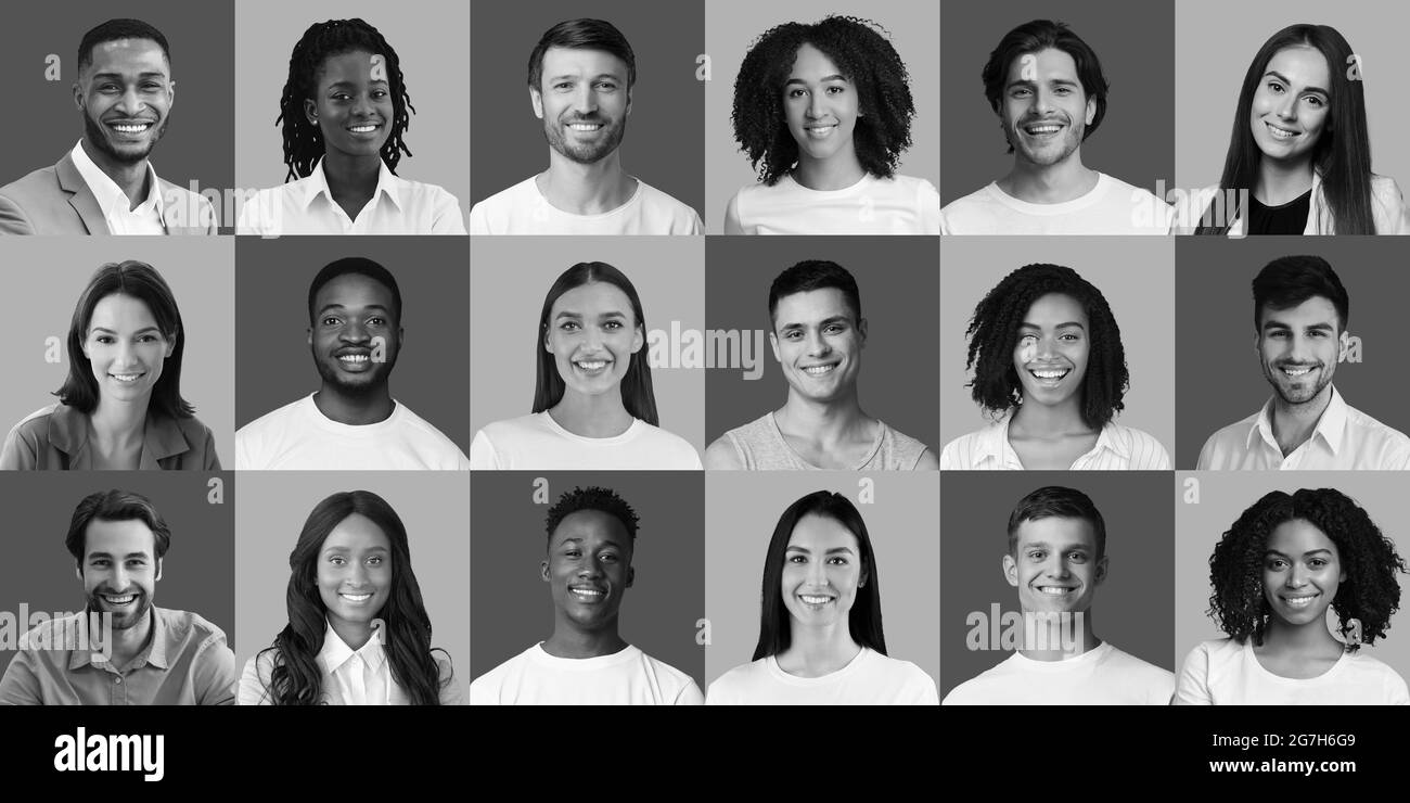 Successful cheerful positive smiling Black and White Stock Photos ...